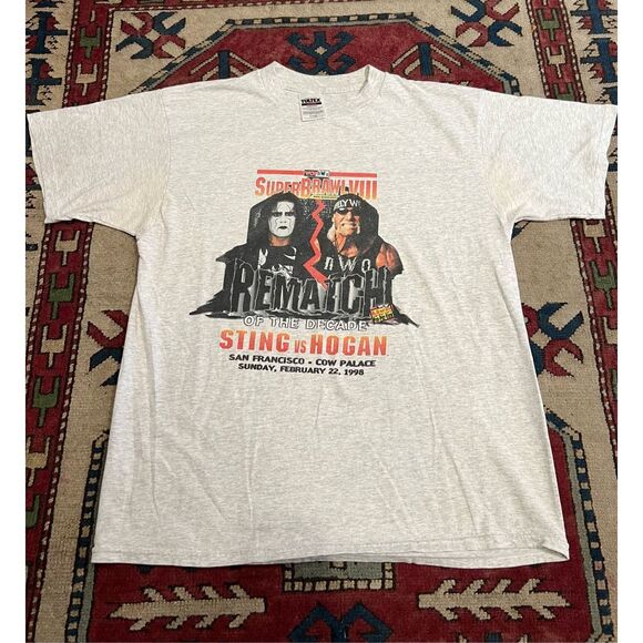Wcw | Shirts | Vintage 998 Wcw Nwo Superbrawl Rematch Sting Hogan T ...